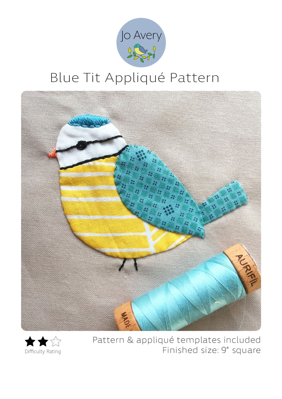 Blue Tit Appliqué PDF Pattern – Stitch Gathering