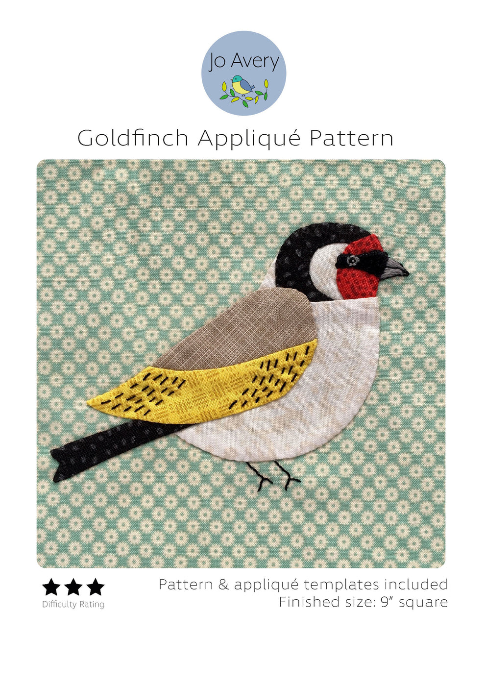 Goldfinch Appliqué PDF Pattern – Stitch Gathering
